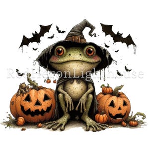Halloween Toads Clipart Set, 15 Pngs/jpegs, Whimsical Witch Frog ...