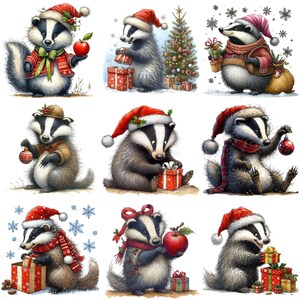 Festive Woodland Animals Bundle Clipart 42 Pngs/jpgs, Christmas Forest ...