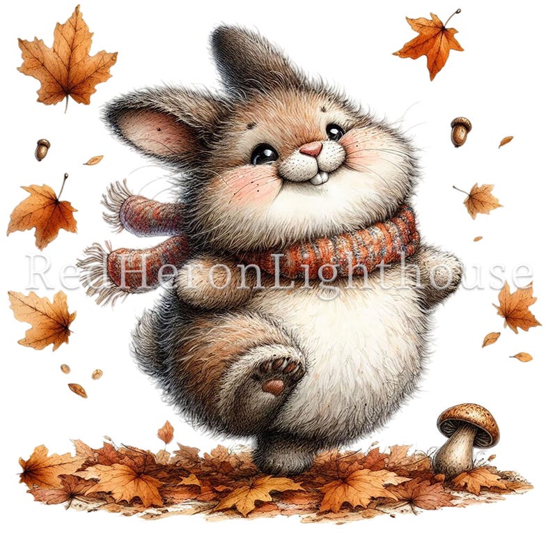 Autumn Bunny Clipart, High Quality Designs, 21 Pngs/jpgs, Cute Fall ...