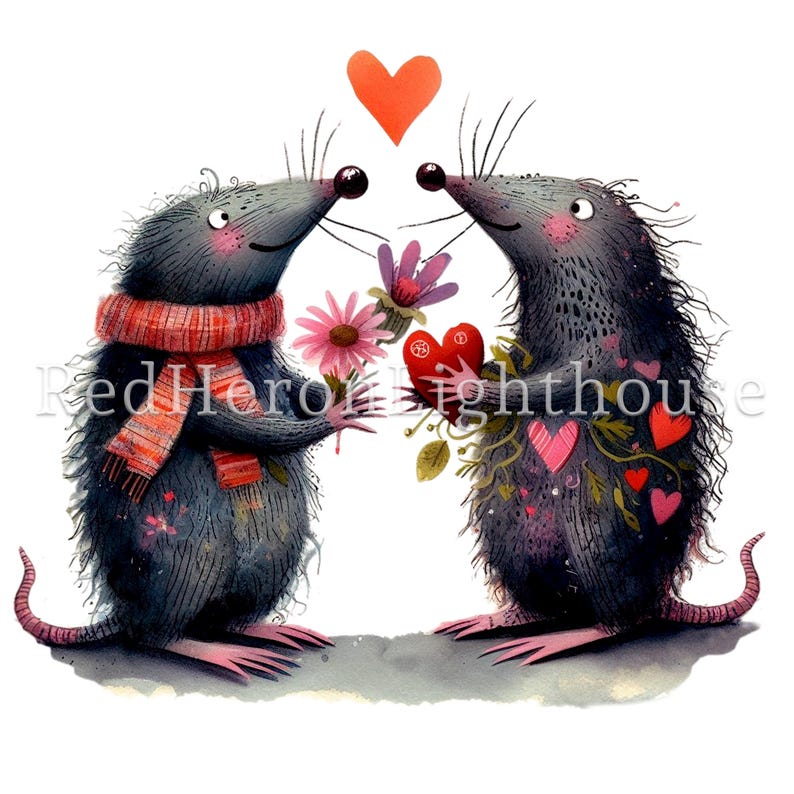 Valentine Mole Clipart, 13 High Quality Pngs/jpgs, Quirky Romantic ...