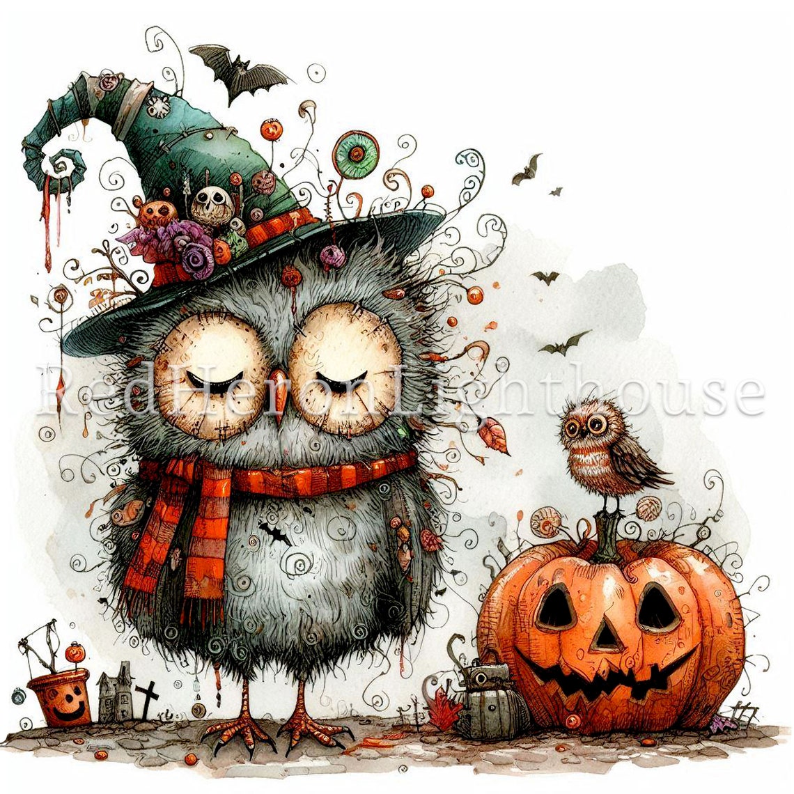 Halloween Owls Clipart 15 Pngs/jpgs, Funny Halloween Designs, Witch Hat ...