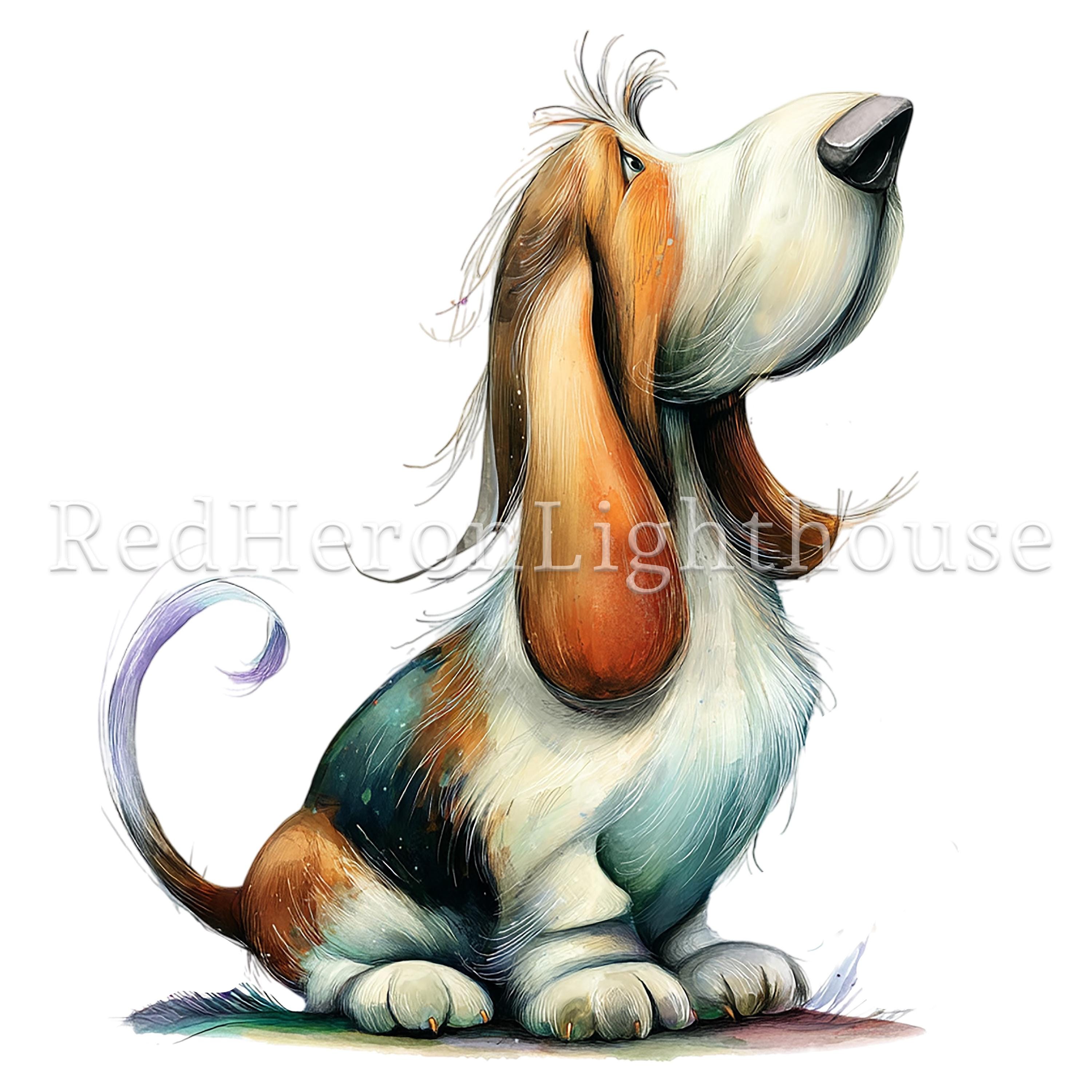 Basset Hound Clipart, 13 High Quality Pngs/jpgs, Watercolour Quirky Dog ...