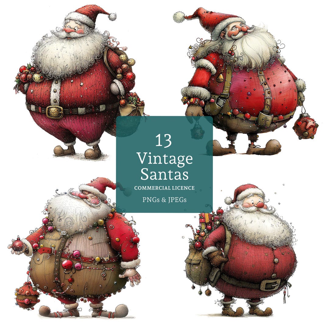 Old Fashioned Santa Clipart, 13 High Quality Pngs/jpgs Printable ...
