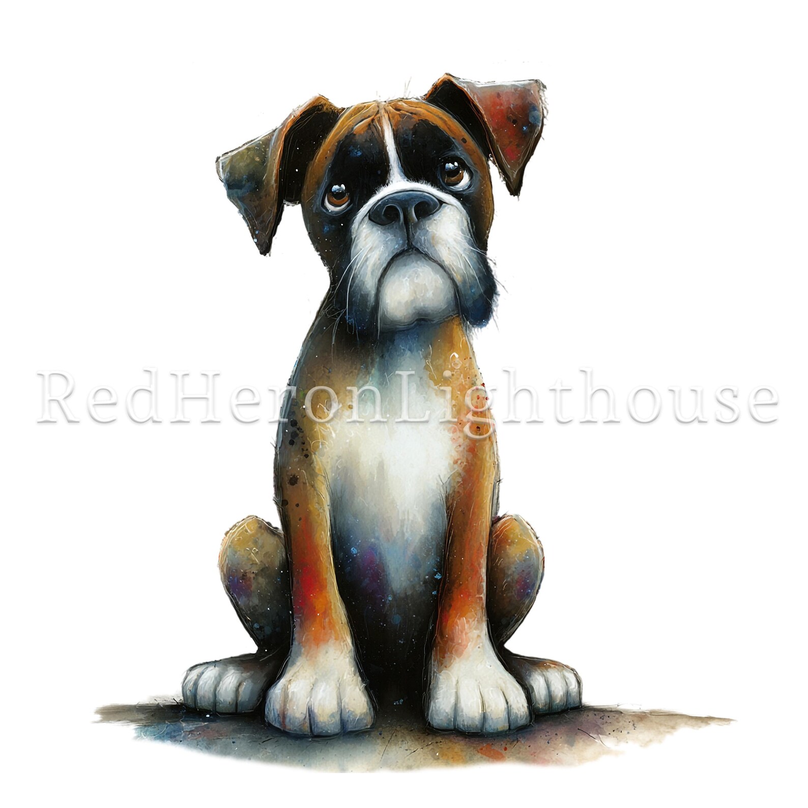 Funny Boxer Clipart, 13 High Quality Pngs/jpgs, Watercolour Dog Breed ...