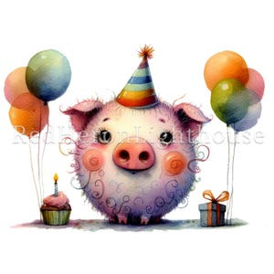 Birthday Pig Clipart, 13 High Quality Pngs/jpgs, Cute Kid's Party ...