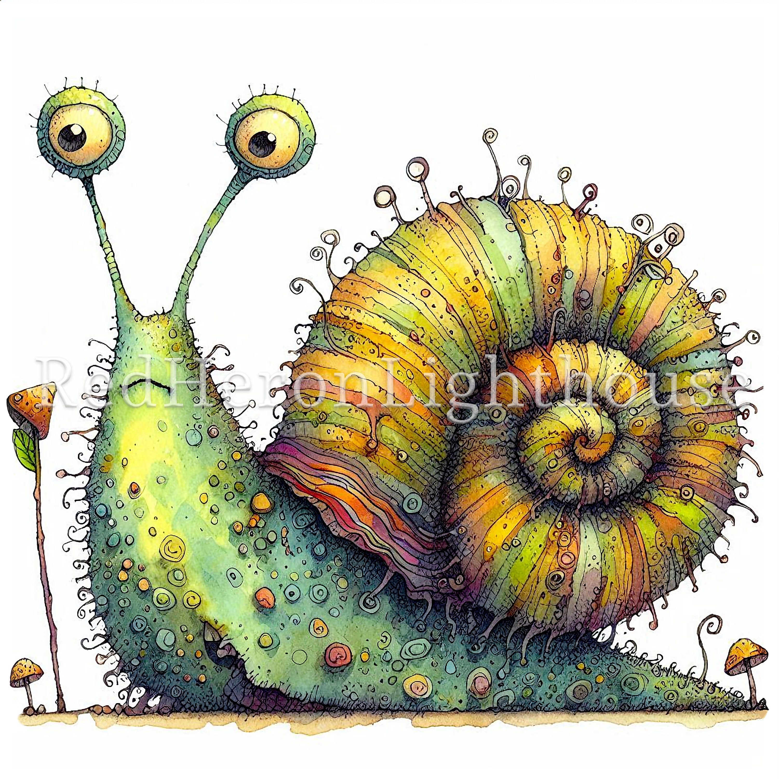 Cartoon Snail Clipart Set, High Quality Designs, 12 Pngs/jpgs, Cute ...