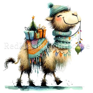 Christmas Camel Clipart, 12 High Quality Pngs/jpgs, Whimsical Festive ...