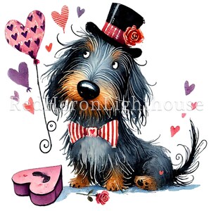 Valentine Dachshund Clipart, 16 High Quality Pngs/jpgs, Love Heart ...