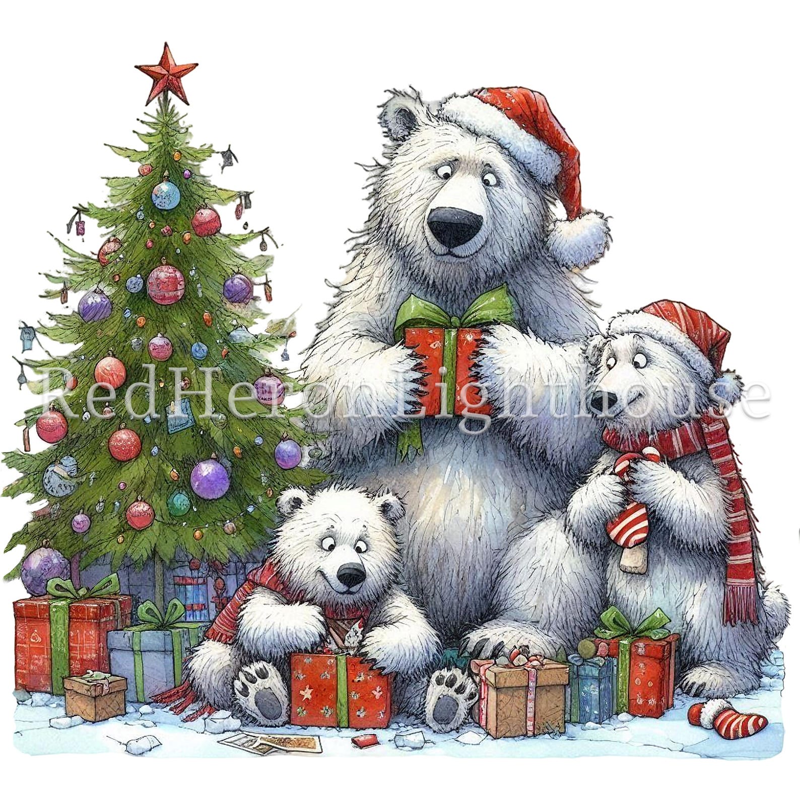 Christmas Polar Bear Clipart, 27 Pngs/jpgs, Whimsical Bear Images ...