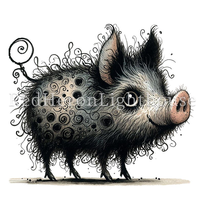 Scruffy Pig Clipart Set 24 Pngs/jpgs, Funny Pig Clipart, Quirky Farm ...