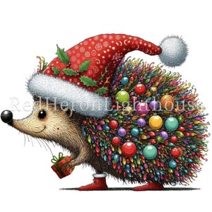 Christmas Hedgehog Clipart 17 Pngs/jpgs, Cute Festive Hedgehog Clipart ...