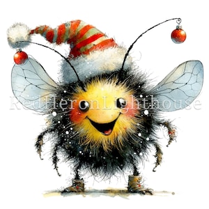Christmas Bumble Bee Clipart, 12 High Quality Pngs/jpgs, Cute Festive ...