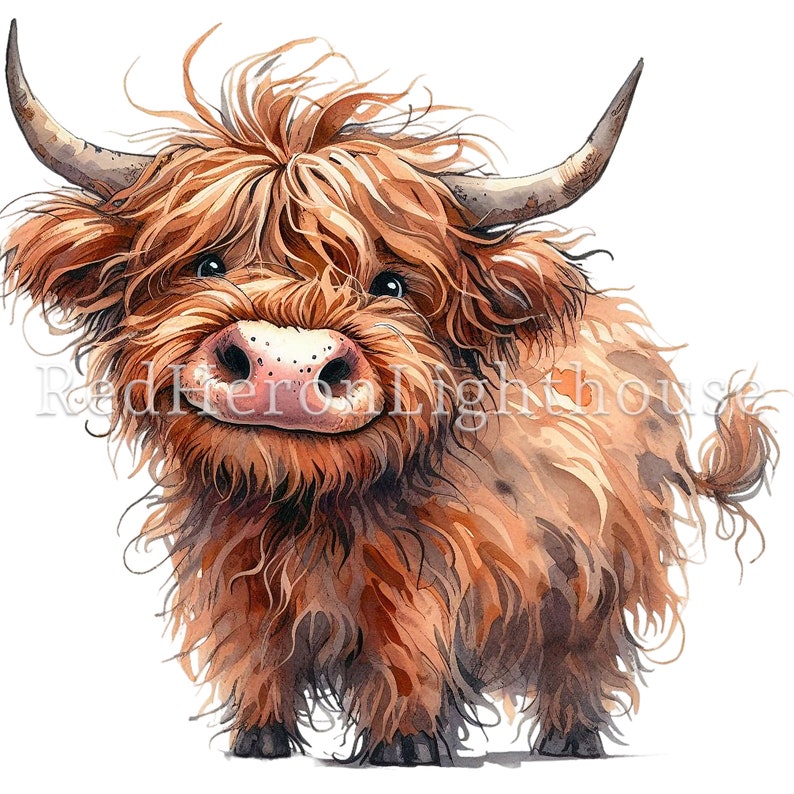 12 Cuddly Highland Cows Clipart Set, High Quality Designs, 12 Pngs/jpgs ...