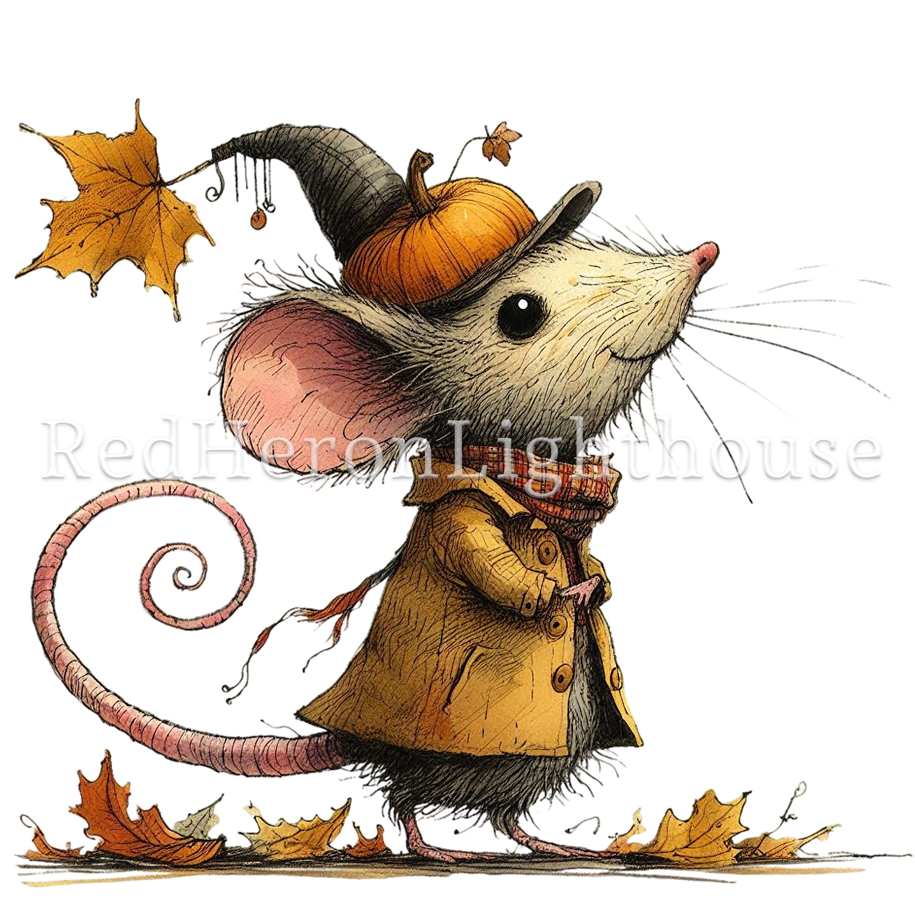 Cute Autumn Mice Clipart Set, 16 Pngs/jpegs, Adorable Fall Mice Designs ...