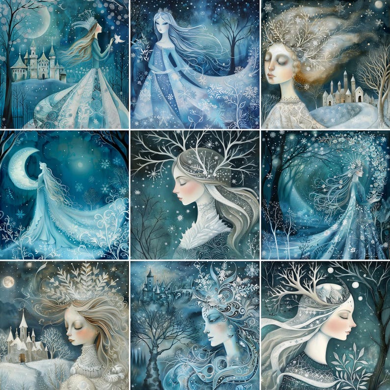 Enchanted Snow Queen Clipart 27 High Quality Jpgs, Fantasy Winter ...