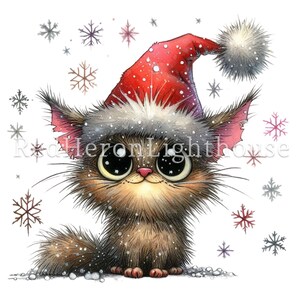 Christmas Cat Clipart 20 Pngs/jpgs, Festive Holiday Kitten Images ...