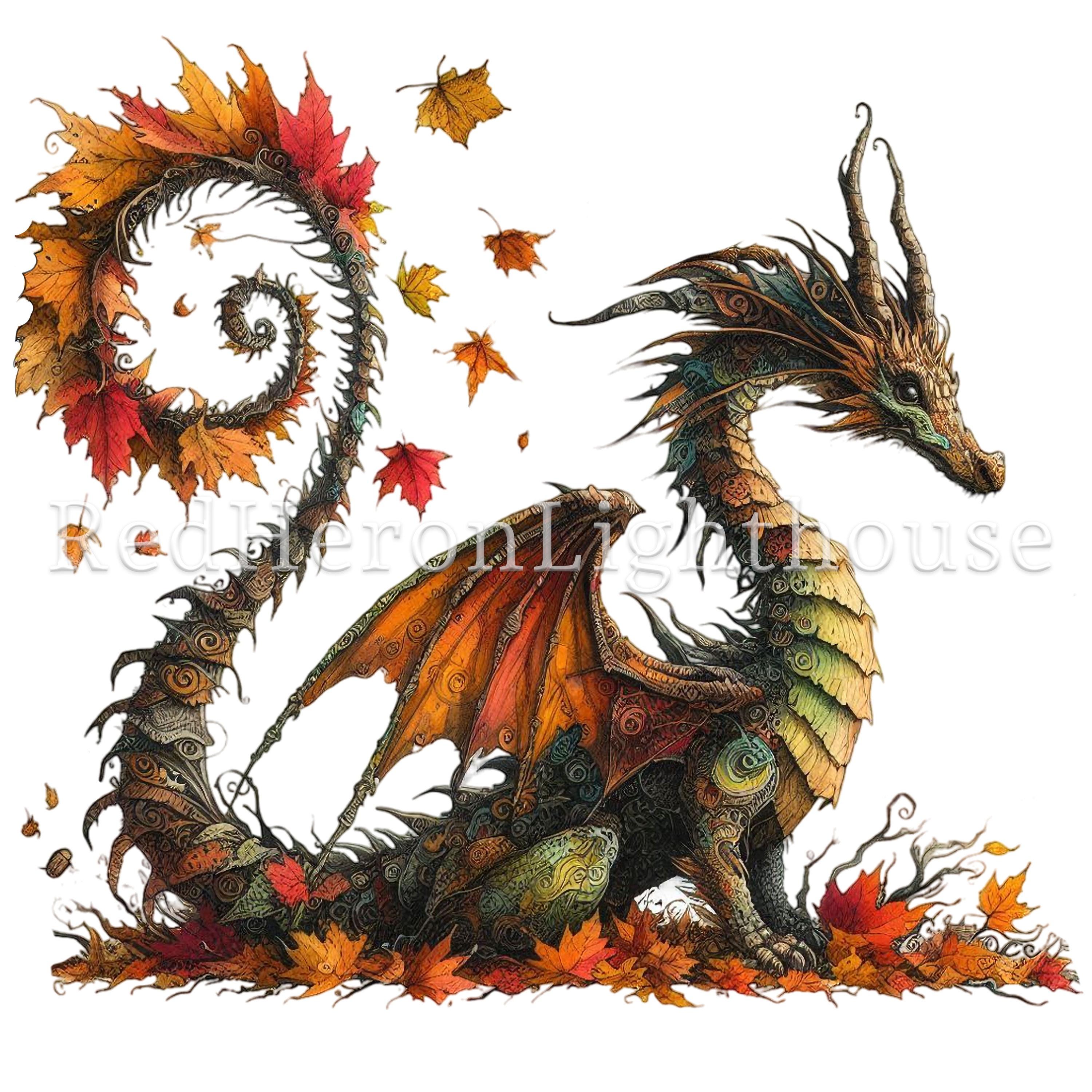 Autumn Dragon Clipart, 18 High Quality Pngs/jpgs, Quirky Fall Dragon ...