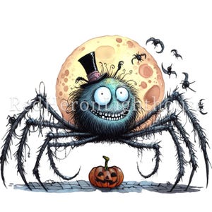 Spooky Spiders Clipart 12 Pngs/jpgs, Funny Insect Designs, Humorous ...