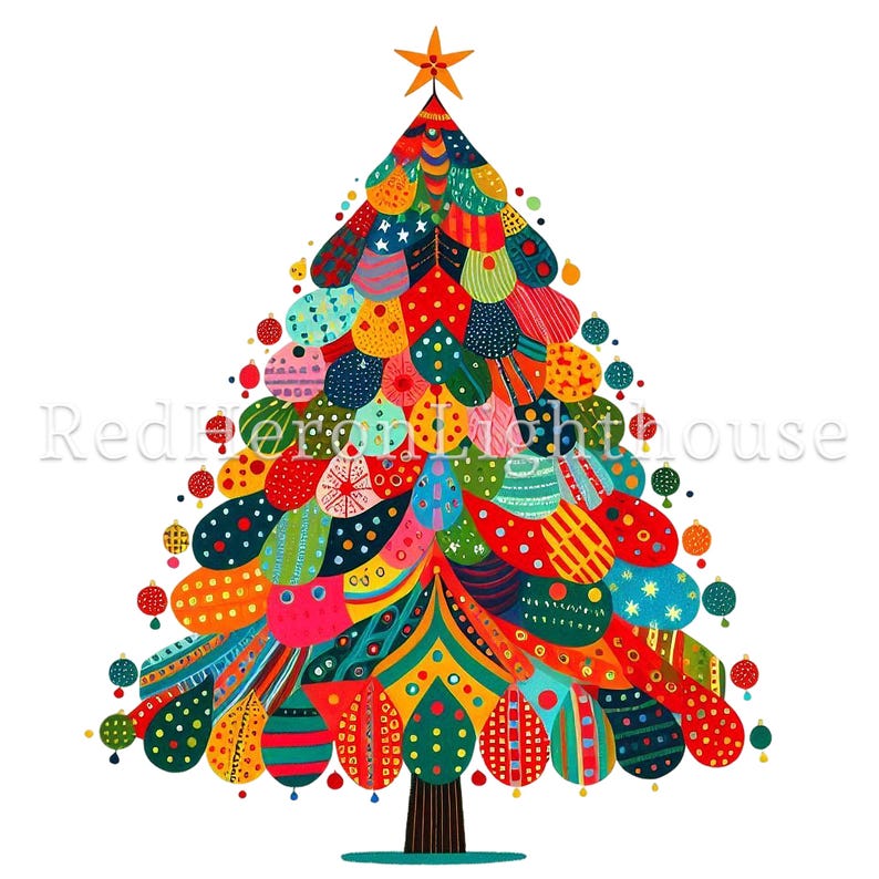 Whimsical Christmas Tree Clipart, 12 High Res Watercolour Pngs/jpgs ...