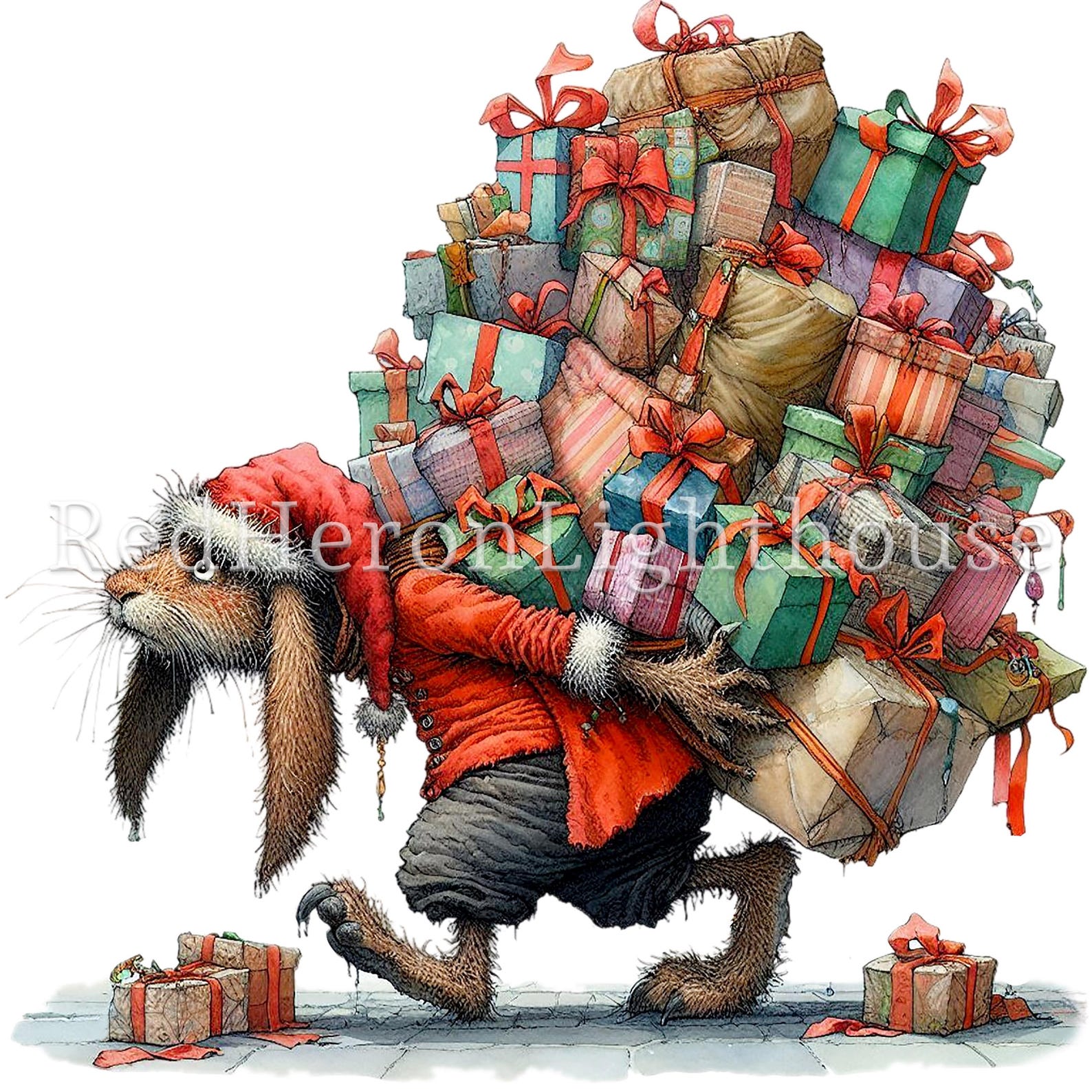 Christmas Hare Clipart, 13 High Quality Pngs/jpgs, Festive Hares ...