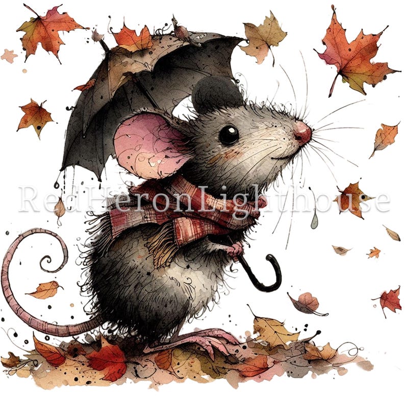 Cute Autumn Mice Clipart Set, 16 Pngs/jpegs, Adorable Fall Mice Designs ...