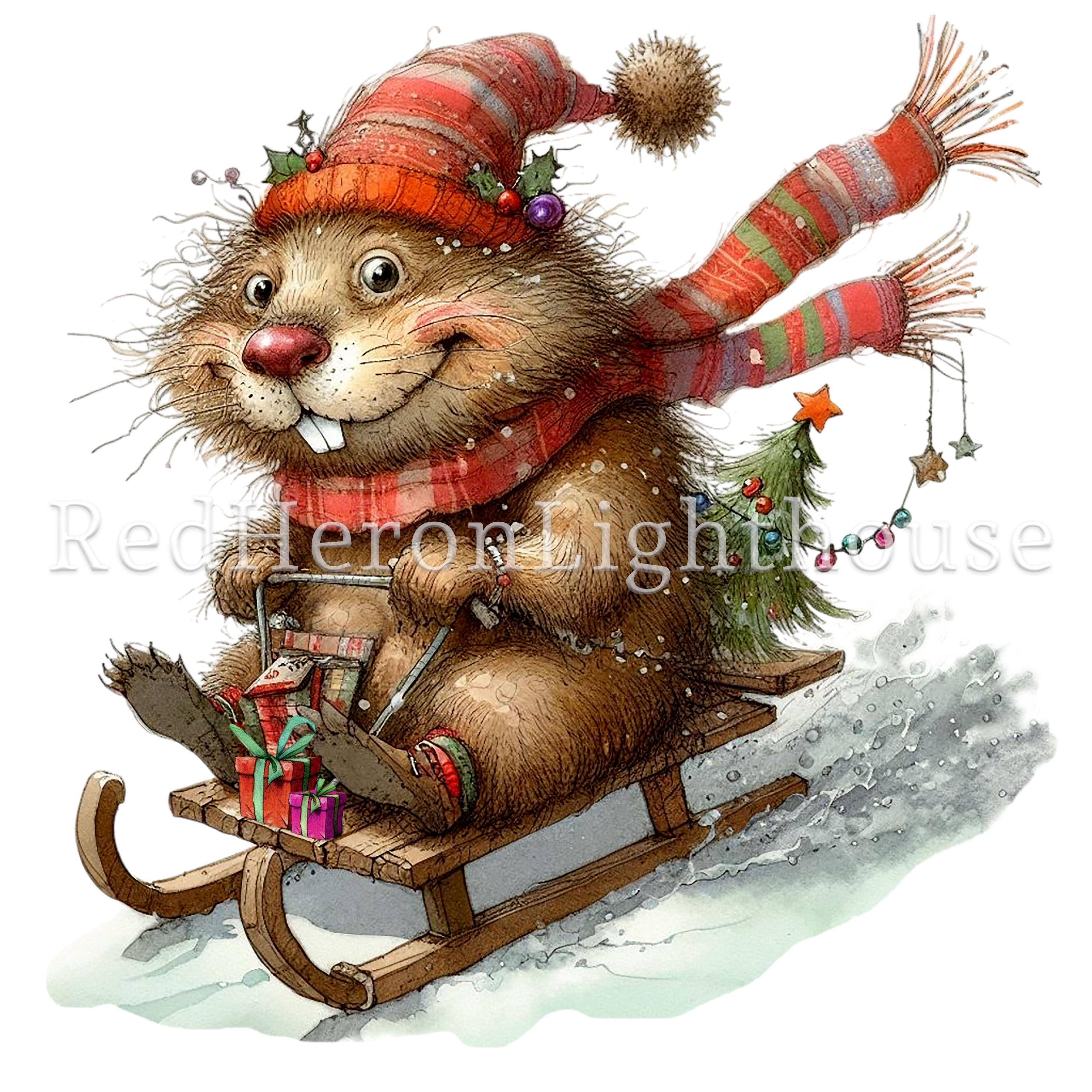 Christmas Groundhog Clipart, 21 High Quality Pngs/jpgs, Quirky Festive ...