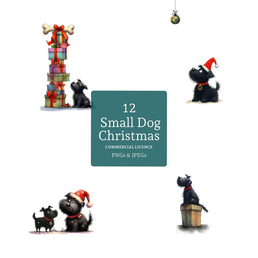 Small Dog Christmas Clipart Set, 12 High Quality Pngs/jpgs, Festive Pet ...