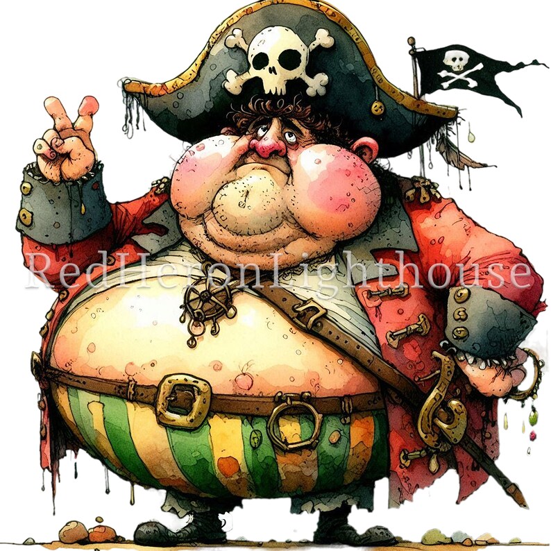 Portly Pirates Clipart Set, 15 High Quality Pngs/jpgs, Funny Pirates ...