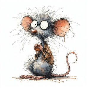 12 Scruffy Mice Clipart Set, 12 Pngs/jpgs, Funny Mouse Art, Whimsical ...