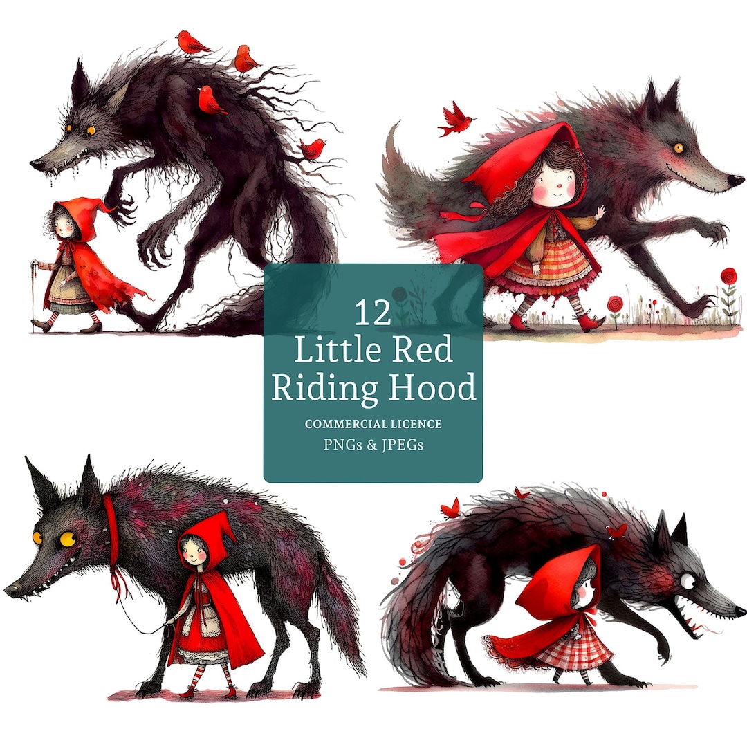 Little Red Riding Hood Clipart, Dark Fantasy Fairy Tale, 12 Pngs/jpgs ...