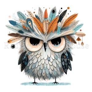 Scruffy Owl Clipart, 14 High Quality Pngs/jpgs, Colourful Owl Images ...