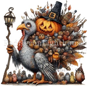 Thanksgiving Turkey Clipart, 13 Pngs/jpgs, Quirky Fall Bird, Card ...