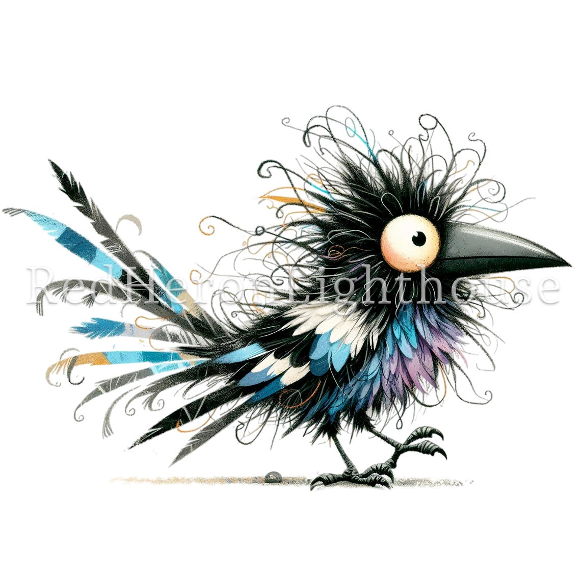 Scruffy Magpie Clipart, 12 High Quality Pngs/jpgs, Quirky Bird Images ...