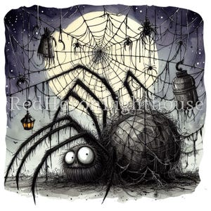 Spooky Spiders Clipart 12 Pngs/jpgs, Funny Insect Designs, Humorous ...