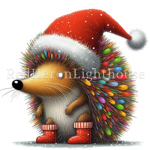 Christmas Hedgehog Clipart 17 Pngs/jpgs, Cute Festive Hedgehog Clipart ...