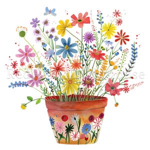 Whimsical Flower Pot Clipart 12 High Quality Pngs/jpgs Watercolour ...