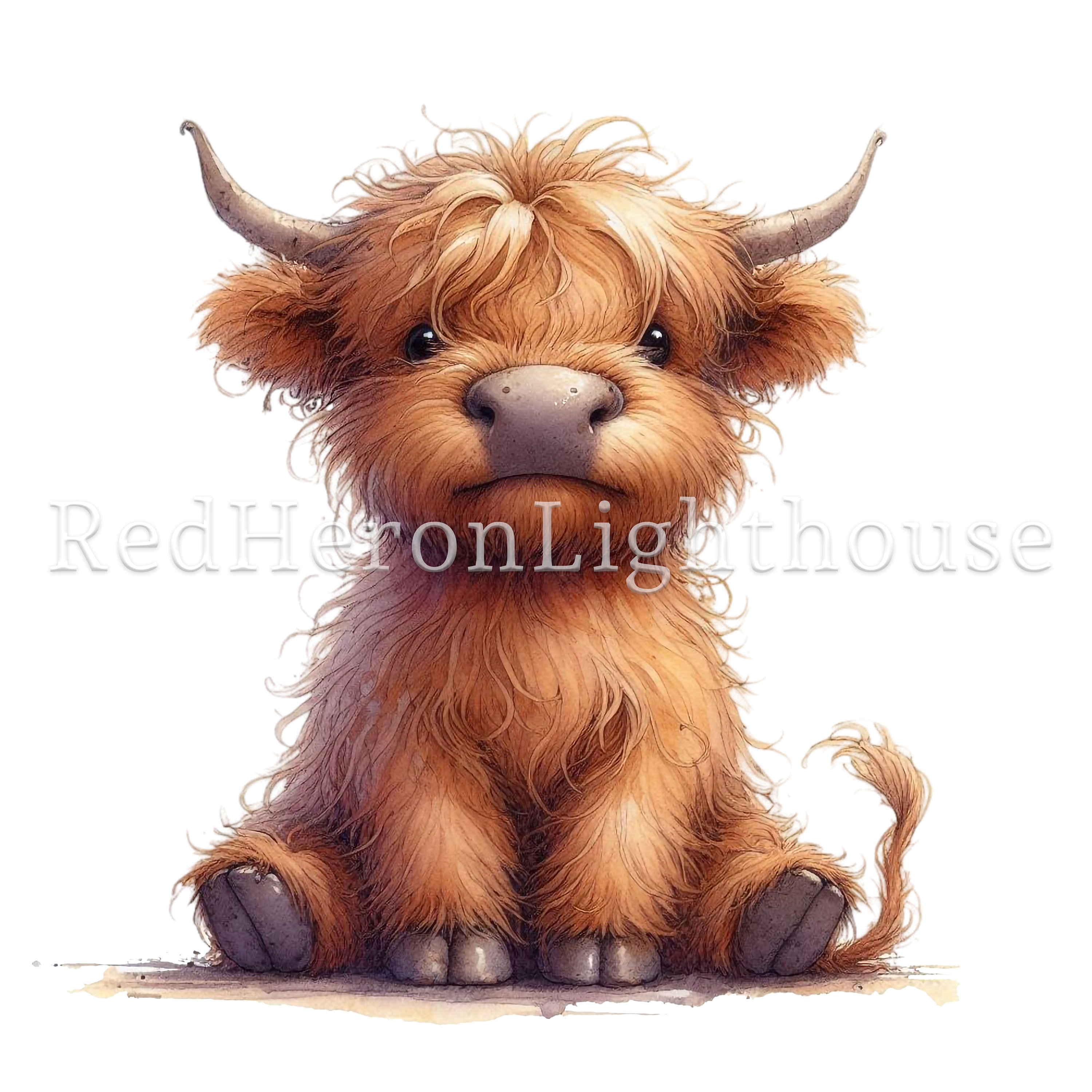 12 Cuddly Highland Cows Clipart Set, High Quality Designs, 12 Pngs/jpgs ...