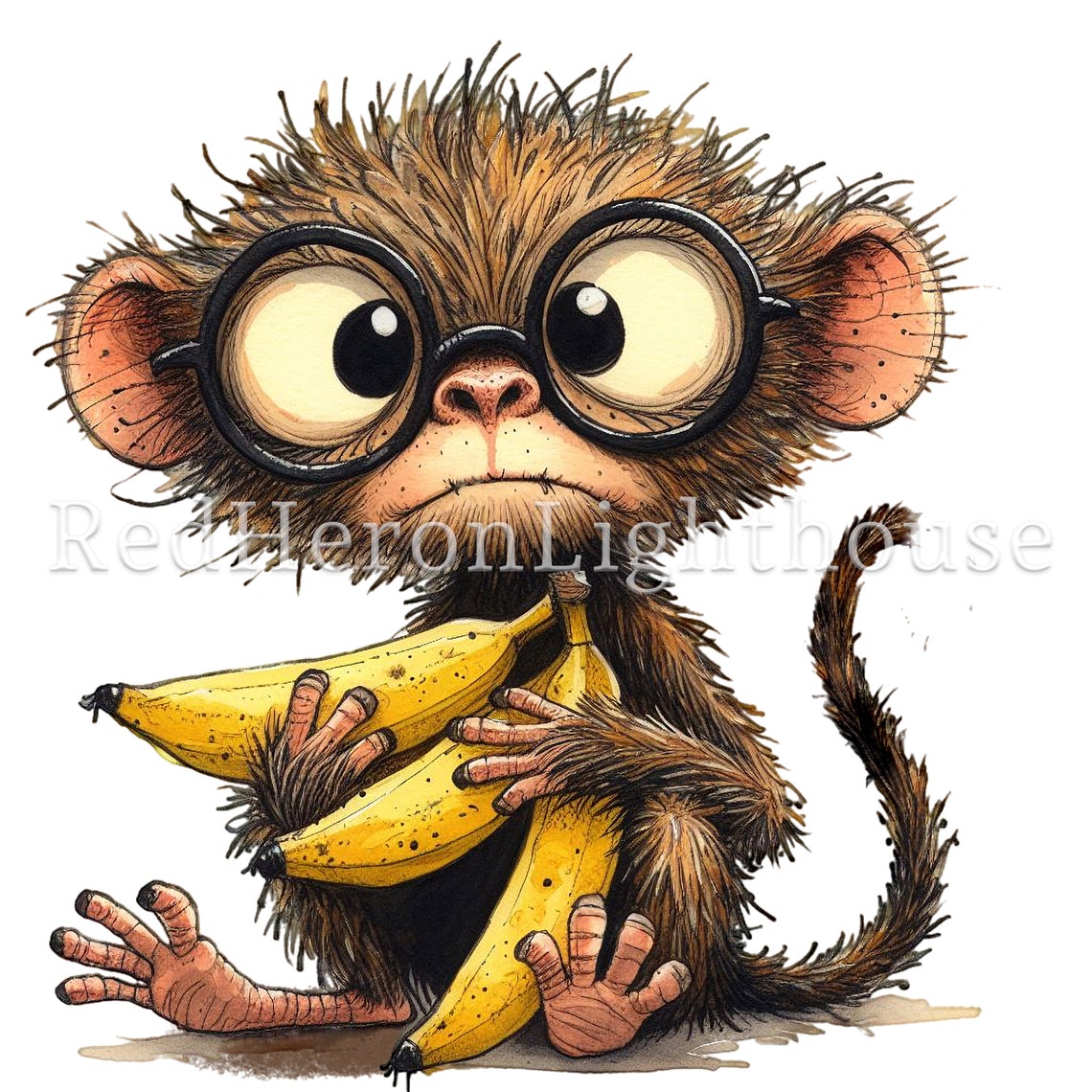 Funny Monkey Clipart, 12 Pngs/jpgs, Scruffy Chimp Designs, Quirky ...