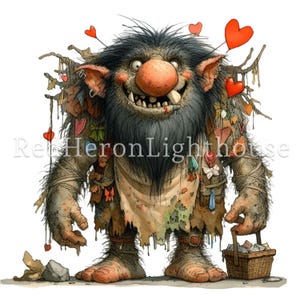 Love Heart Troll Clipart, 12 High Quality Pngs/jpgs, Whimsical Ogres ...