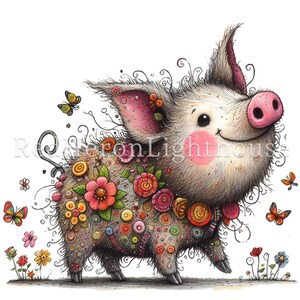 Scruffy Pig Clipart Set 24 Pngs/jpgs, Funny Pig Clipart, Quirky Farm ...
