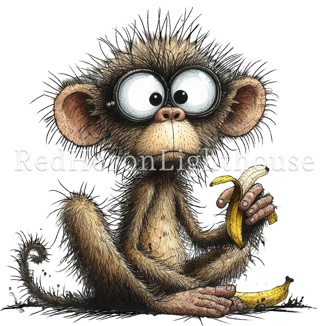 Funny Monkey Clipart, 12 Pngs/jpgs, Scruffy Chimp Designs, Quirky ...