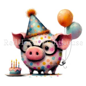 Birthday Pig Clipart, 13 High Quality Pngs/jpgs, Cute Kid's Party ...