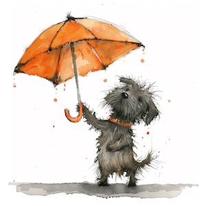 10 Cute Dogs With Umbrellas Clipart Set, Jpgs/pngs, High Quality ...