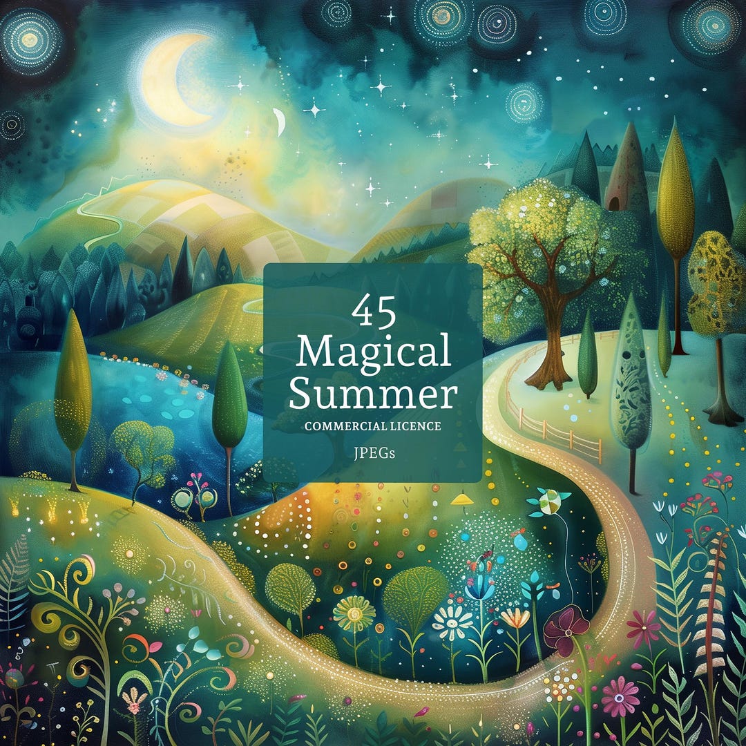 Magical Summer Clipart 45 High Quality Jpgs, Enchanted Meadows, Sun and ...
