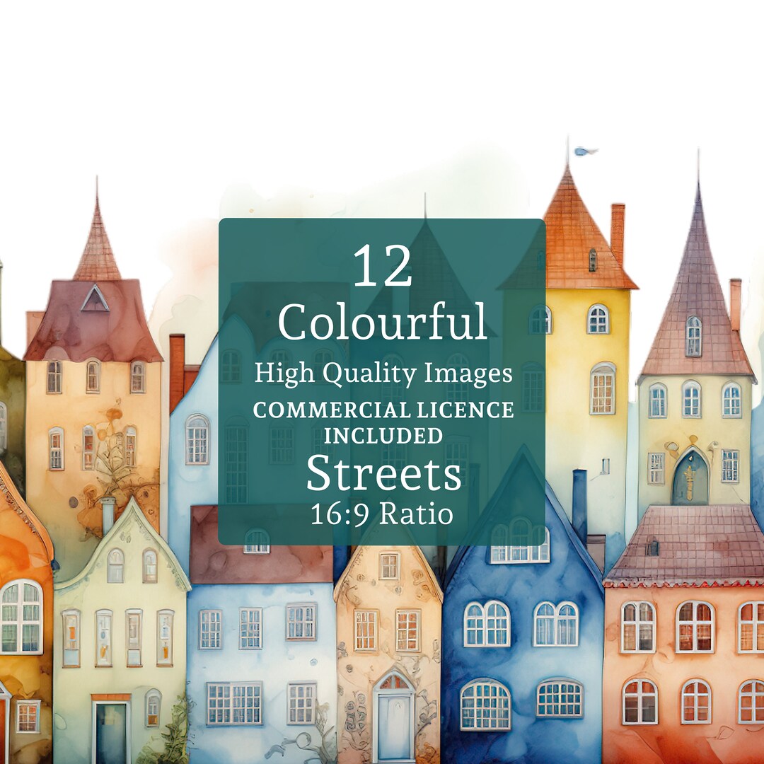 12 Quirky Street Houses Clipart Set, High Quality Designs, Pngs/jpgs 16 ...