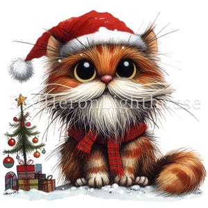 Christmas Cat Clipart 20 Pngs/jpgs, Festive Holiday Kitten Images ...