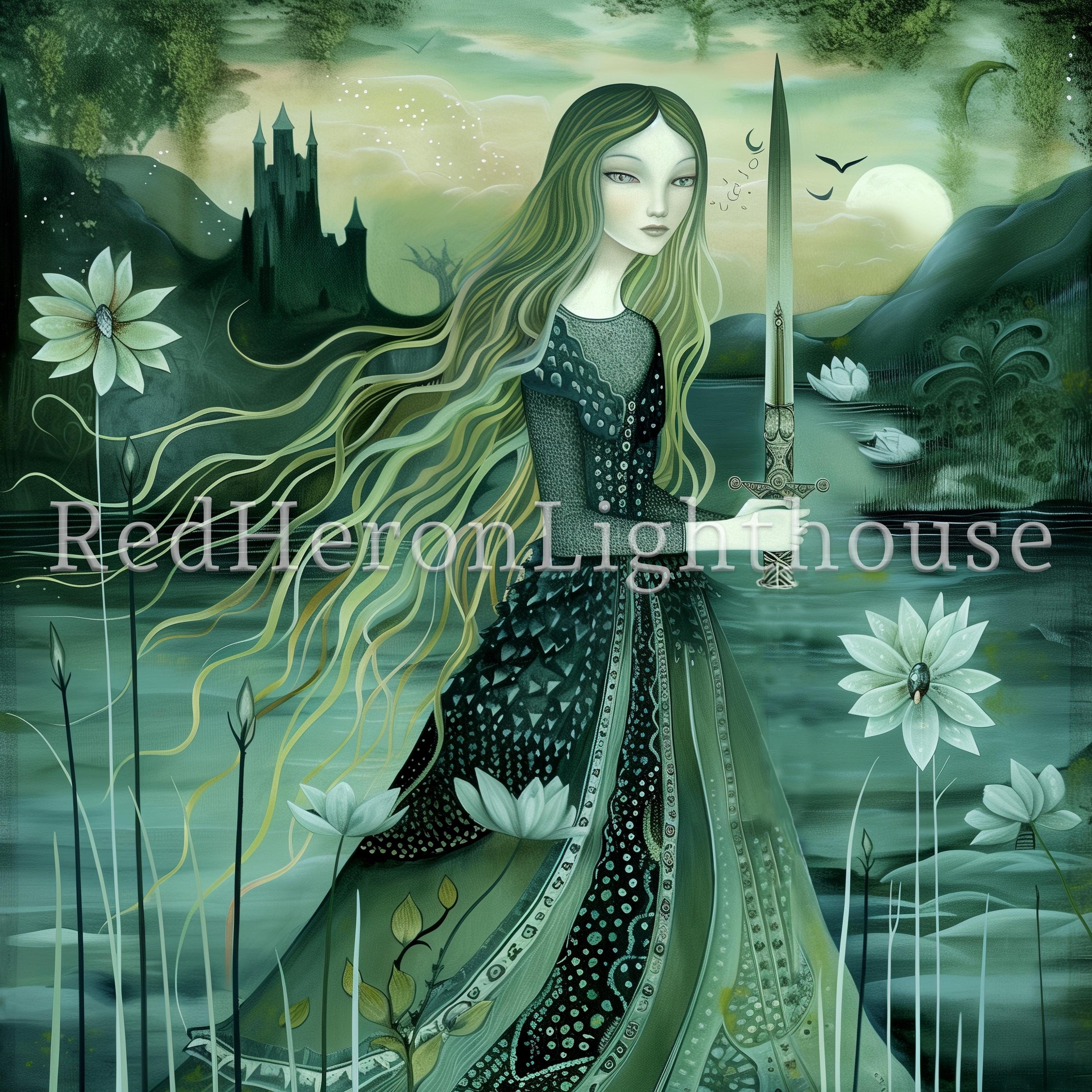 Enchanted Lady of the Lake Clipart, 18 High Quality Jpgs, Arthurian ...