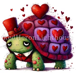 Love Heart Tortoise Clipart, 13 High Quality Pngs/jpgs, Whimsical ...