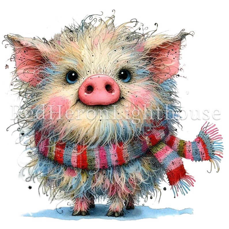 Scruffy Pig Clipart Set 24 Pngs/jpgs, Funny Pig Clipart, Quirky Farm ...