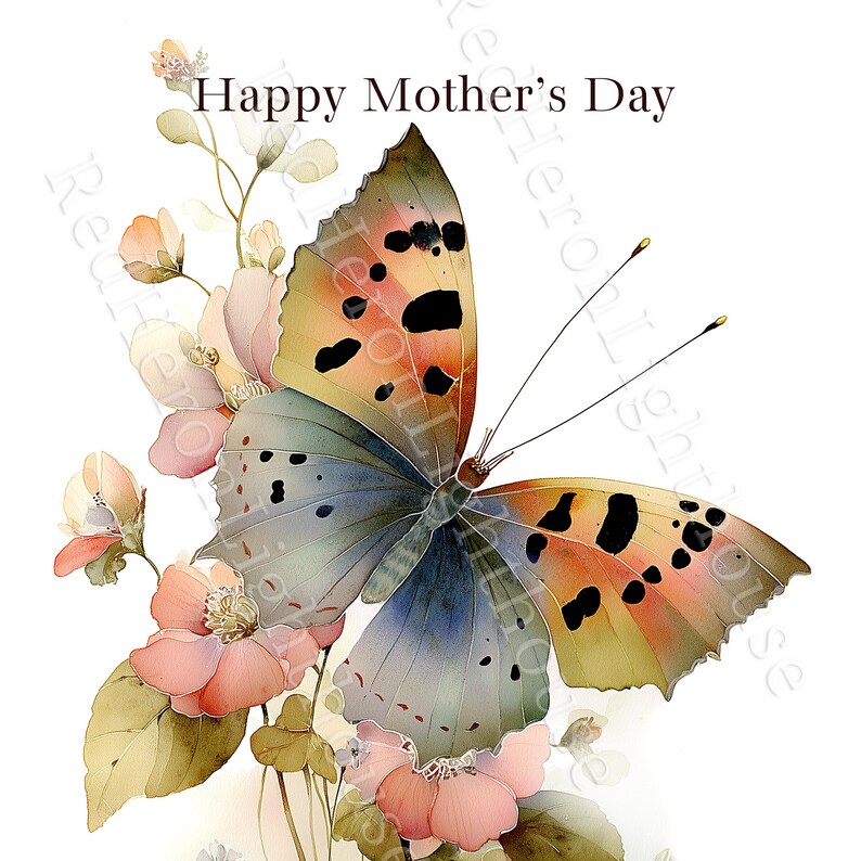 Happy Mother's Day Floral Wildlife Clipart, Watercolour Animal Card ...